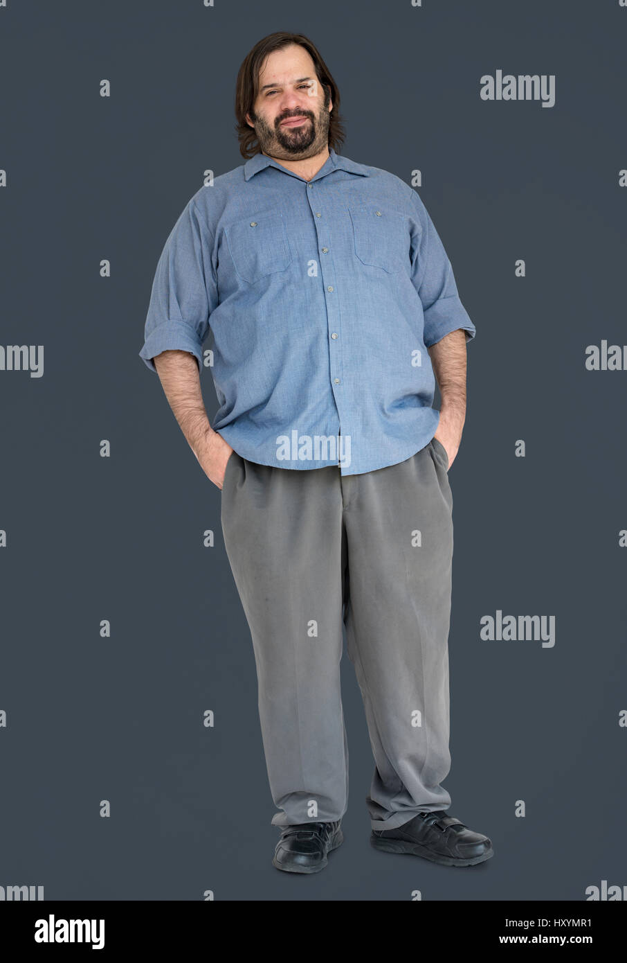 Caucasian Man Standing Smile Positive Stock Photo - Alamy