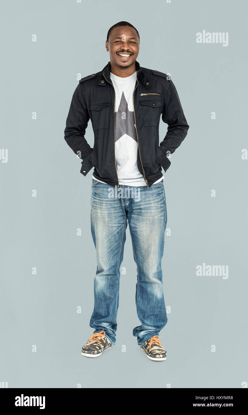 African Descent Man Smiling Happy Stock Photo - Alamy