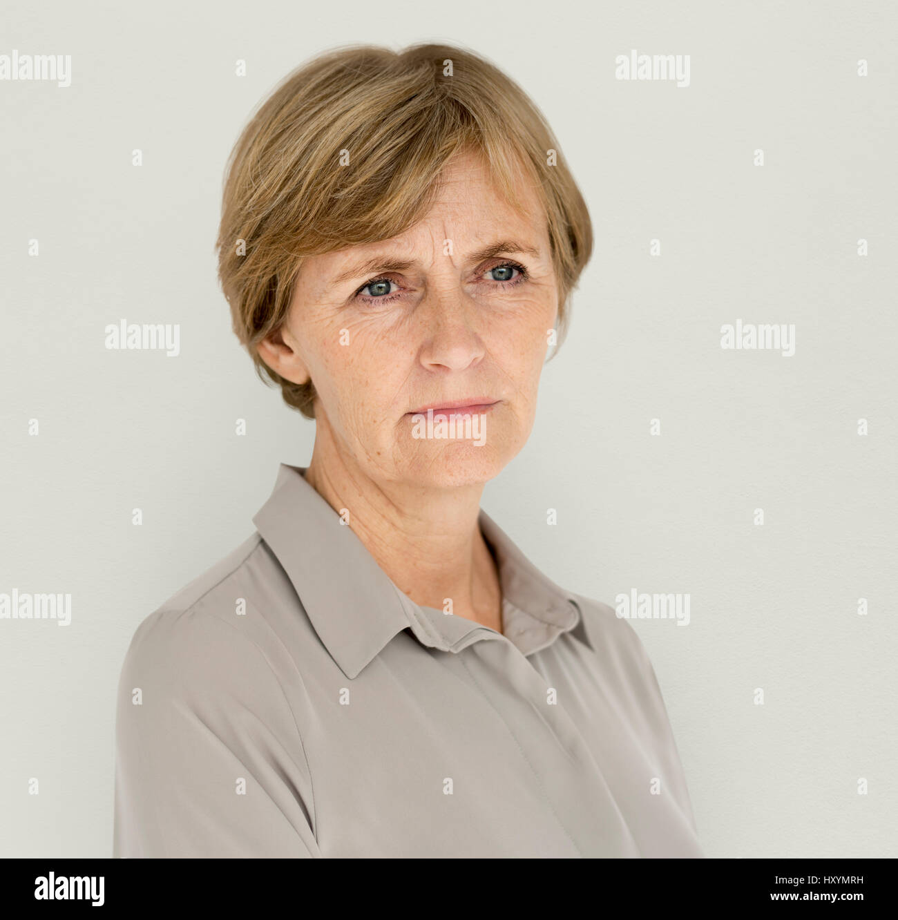 Lonely Senior Adult Woman Sad Studio Portrait Stock Photo - Alamy