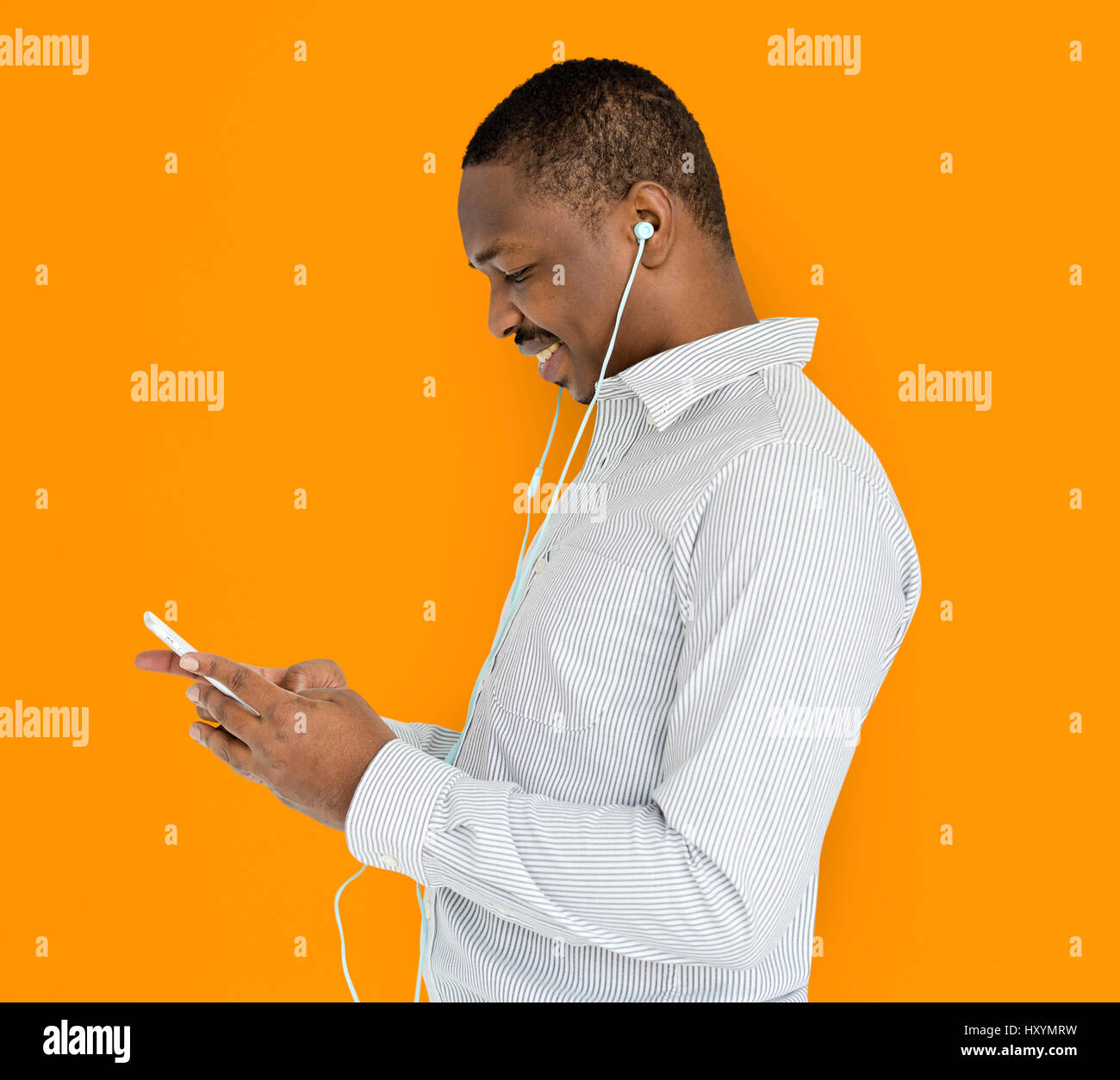 African Descent Man Listening Music Stock Photo - Alamy