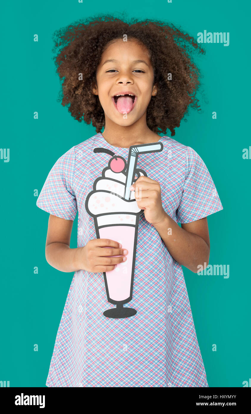 Little African Girl Enjoy Ice cream Stock Photo - Alamy