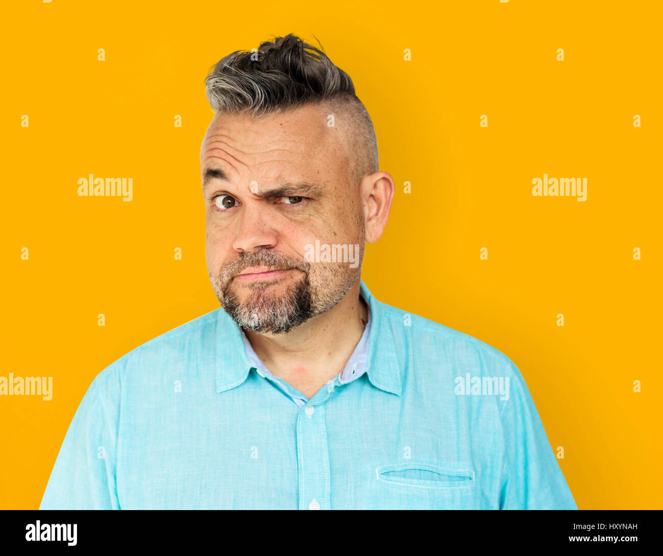 Man Squint Eye Curious Sucpicioius Squinting Stock Photo - Alamy