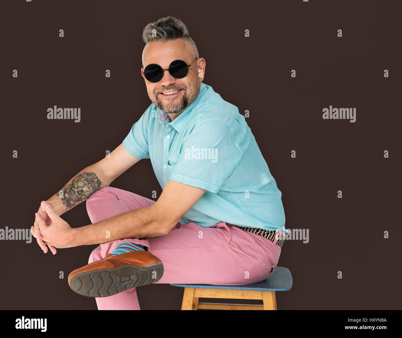 Man Smiling Happiness Studio Portrait Stock Photo - Alamy