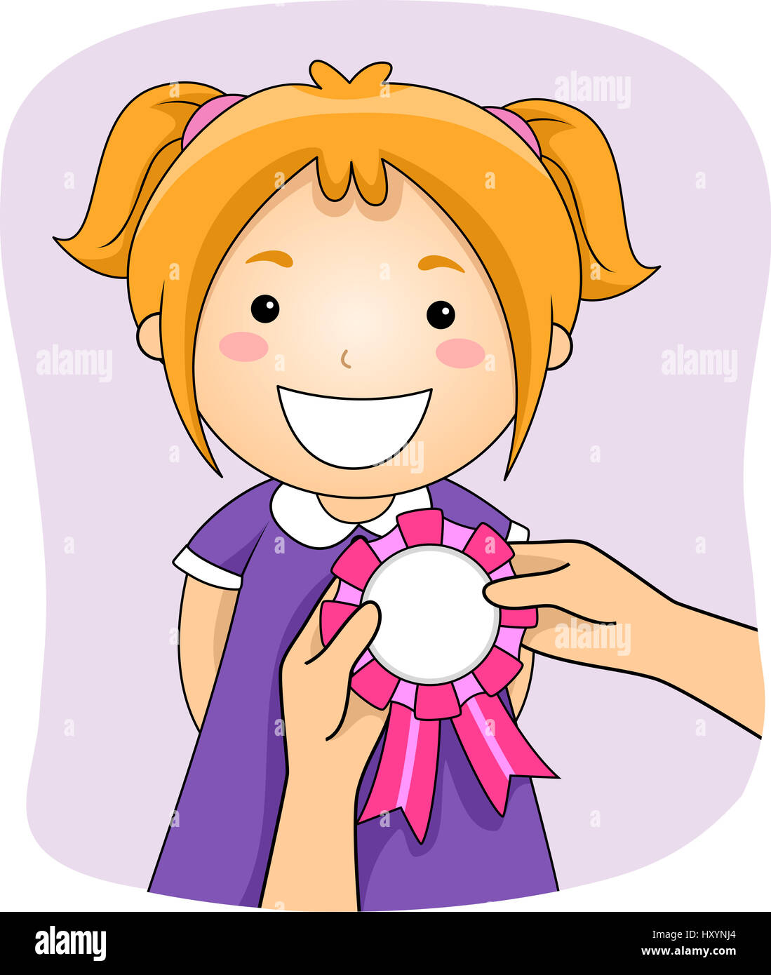Illustration of a Girl with a Ribbon Being Pinned on Her Stock Photo ...