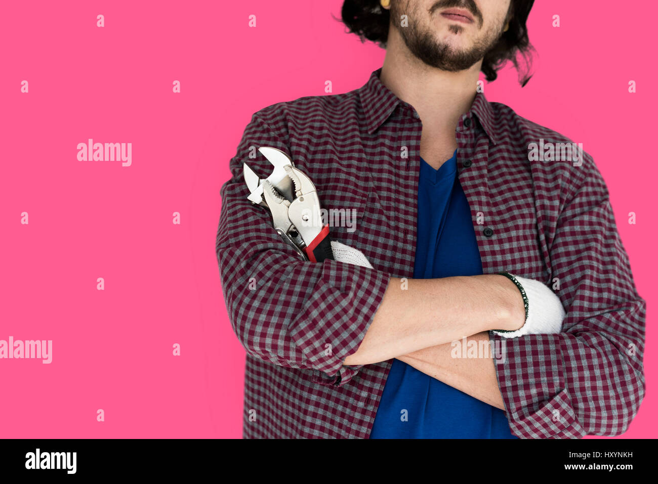 Male Mechanic Engineer Holding Tools Stock Photo - Alamy