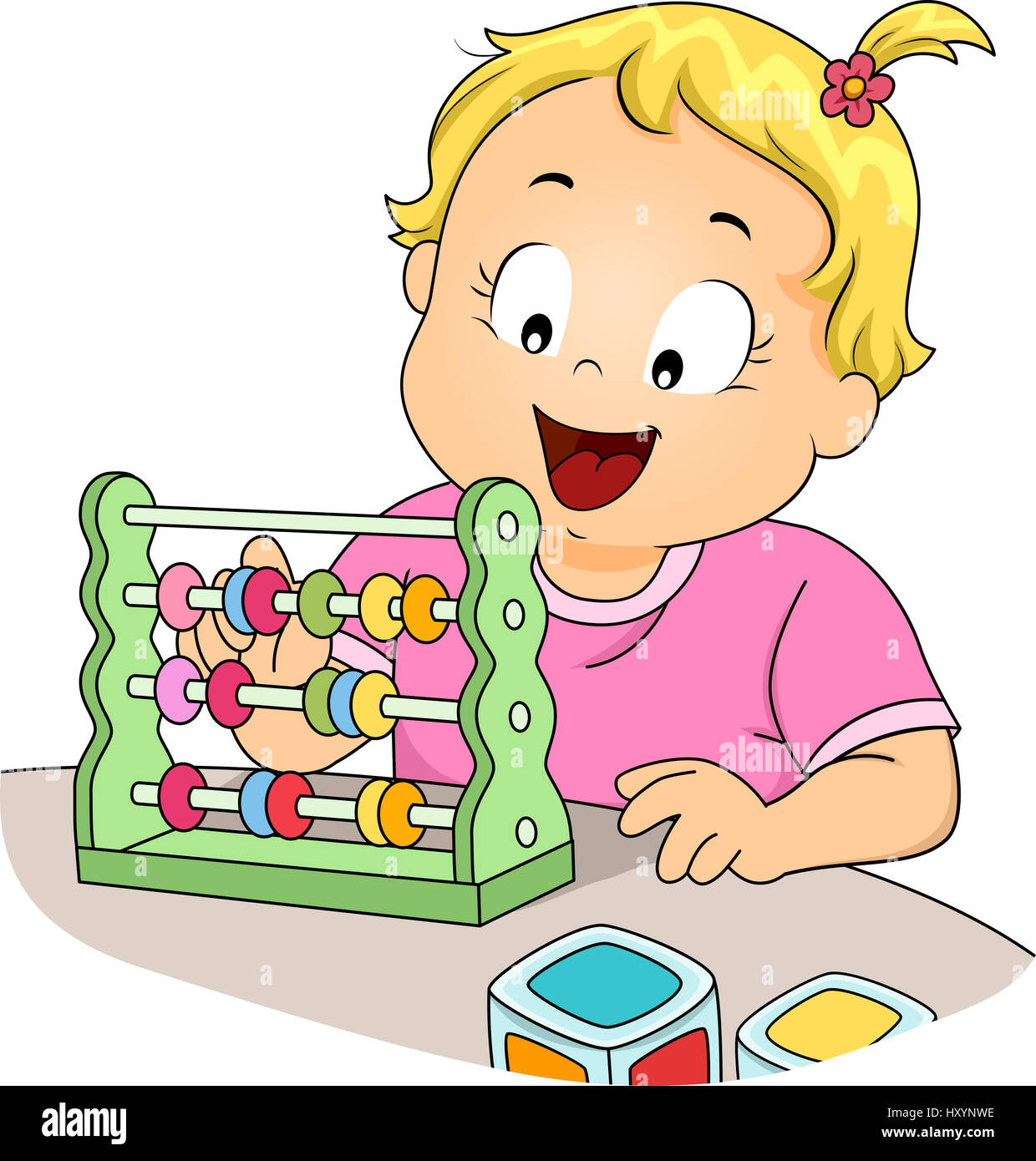 Illustration of a Little Girl Learning to Use the Abacus Stock Photo ...
