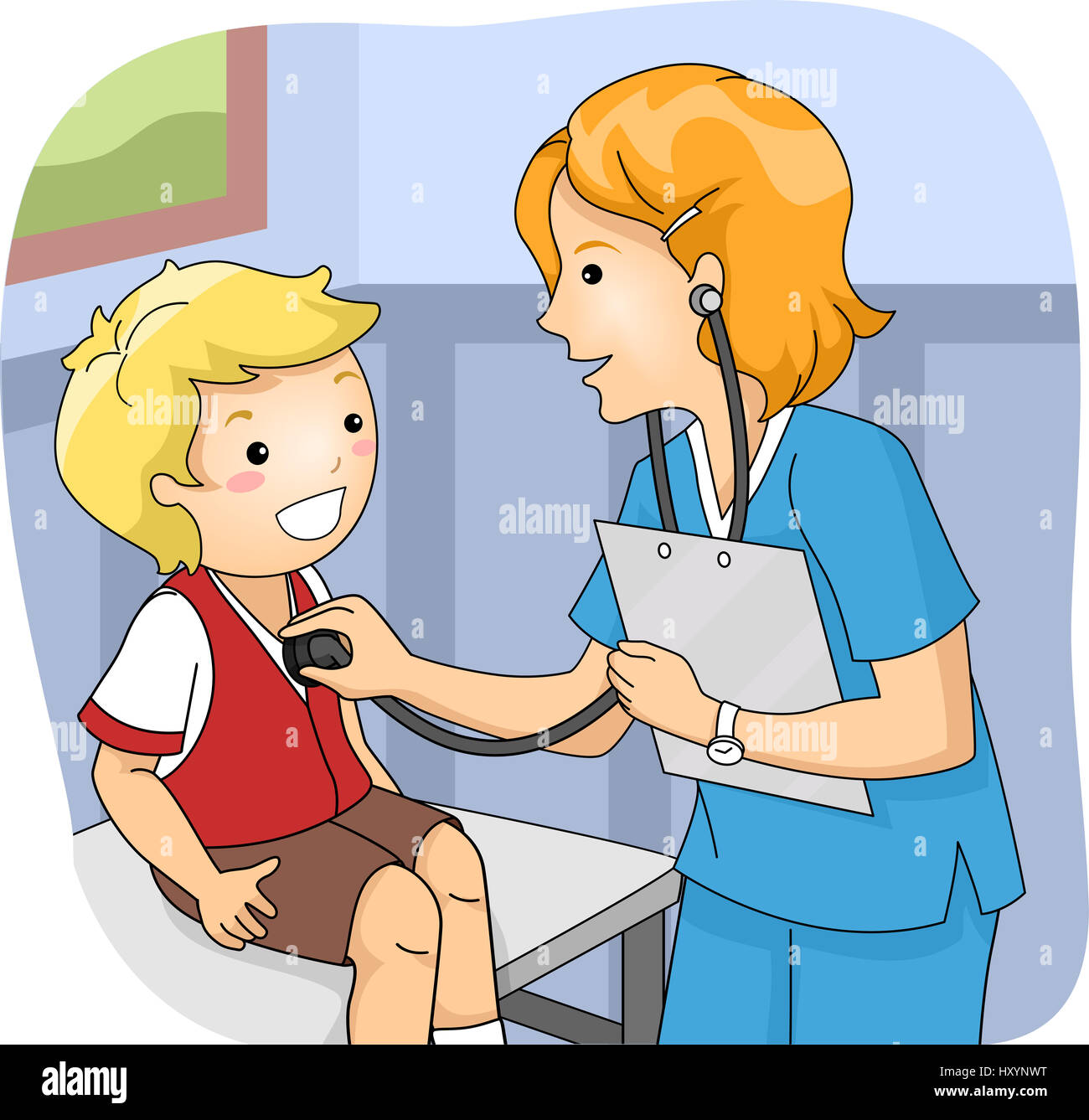 Illustration of a Little Boy Undergoing a Medical Checkup Stock Photo ...