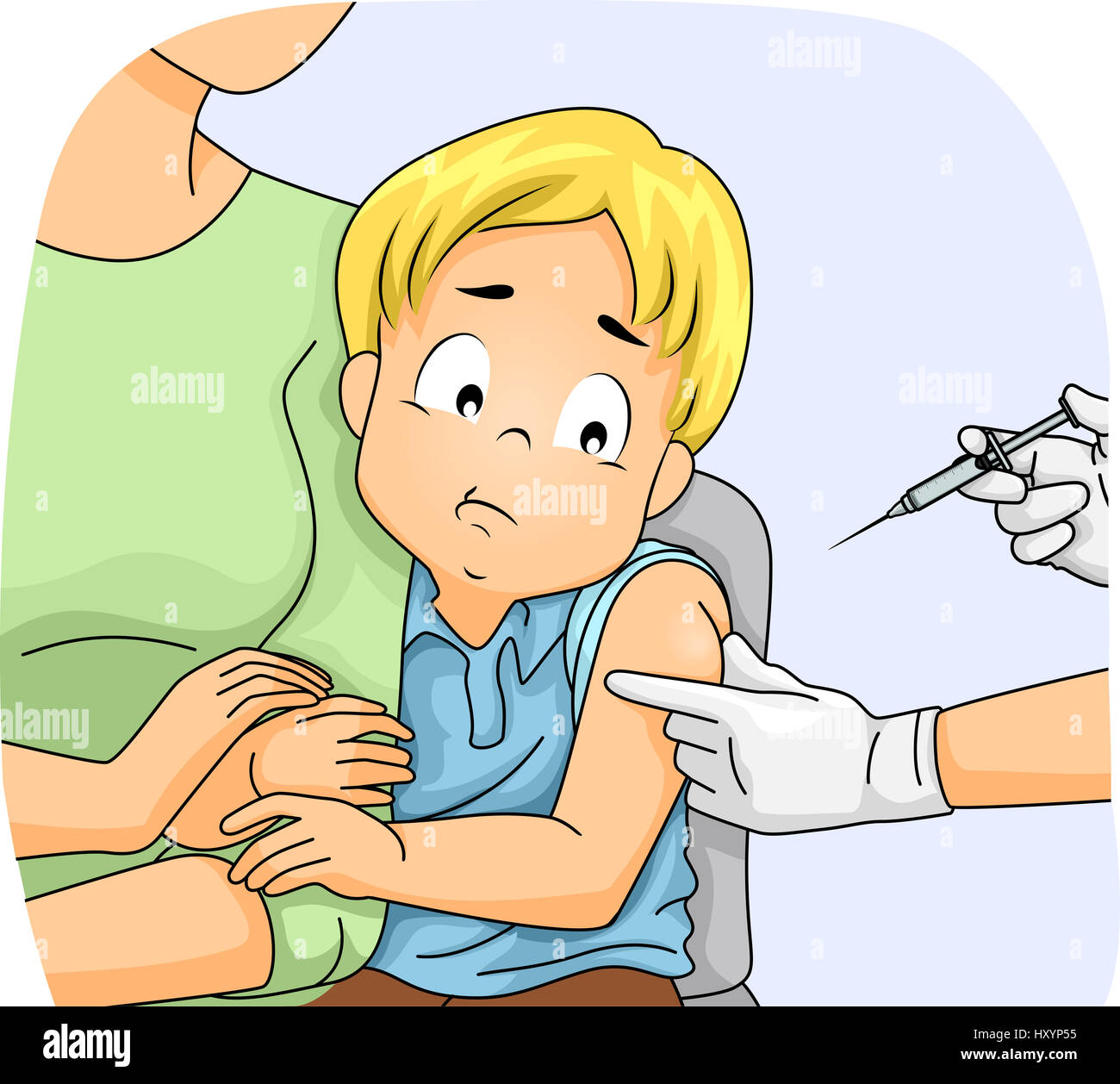 Illustration of a Scared Little Boy About to Have an Injection Stock ...