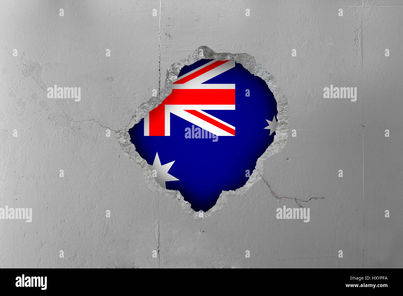 Australian flag behind a concrete wall Stock Photo - Alamy