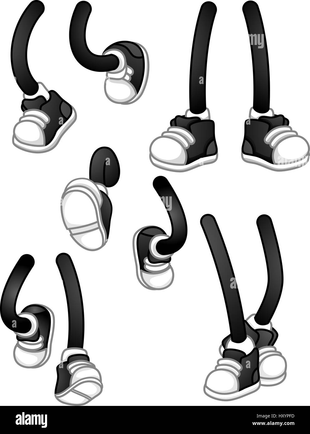 Illustration Featuring Common Leg Movements of Mascots Stock Photo - Alamy