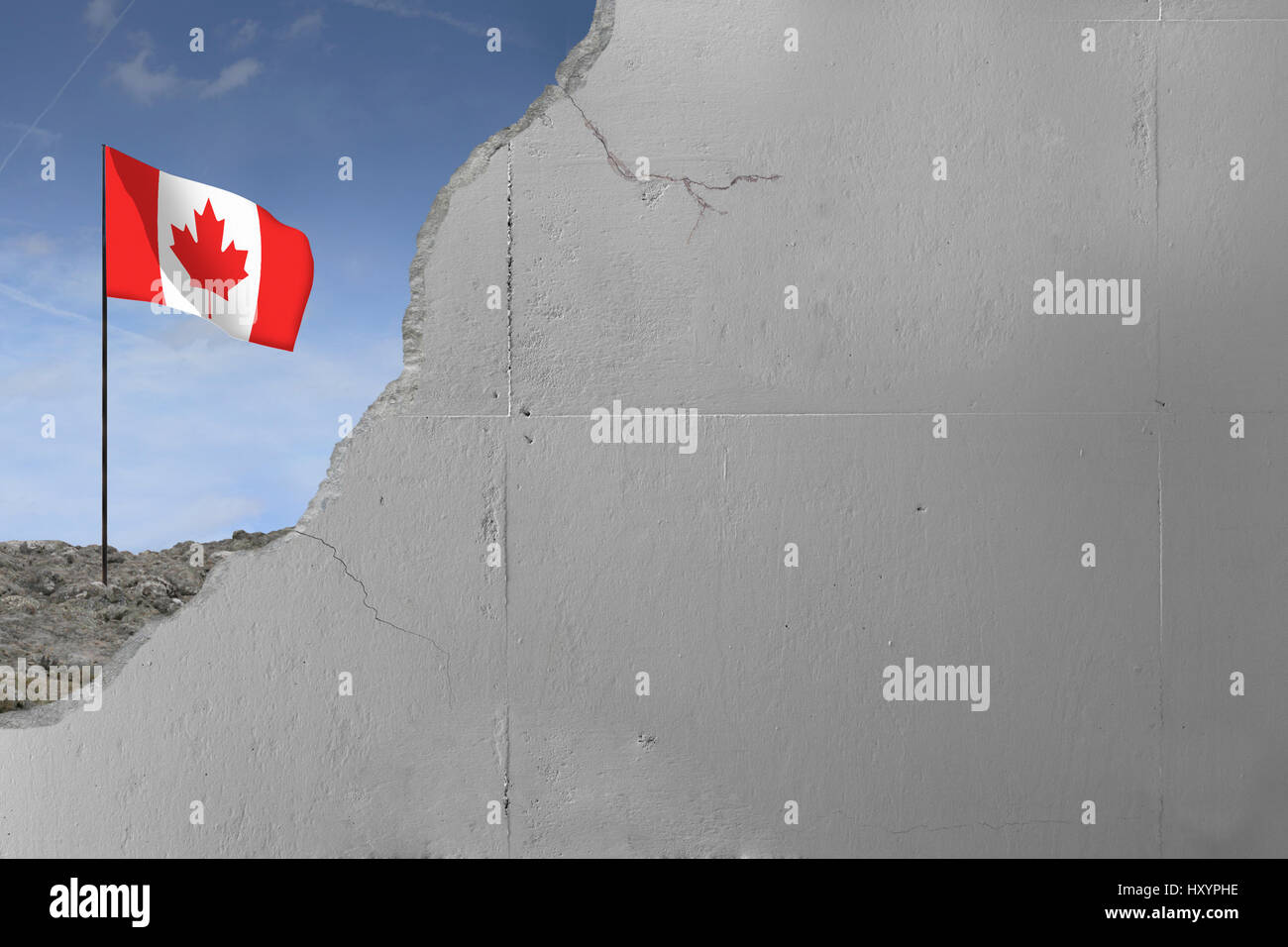 Canadian flag behind a concrete wall Stock Photo - Alamy