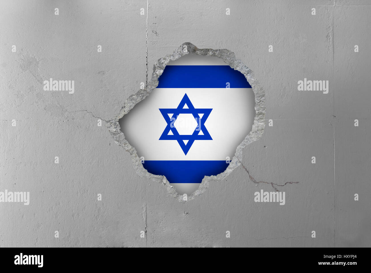 Israeli flag behind a concrete wall Stock Photo - Alamy