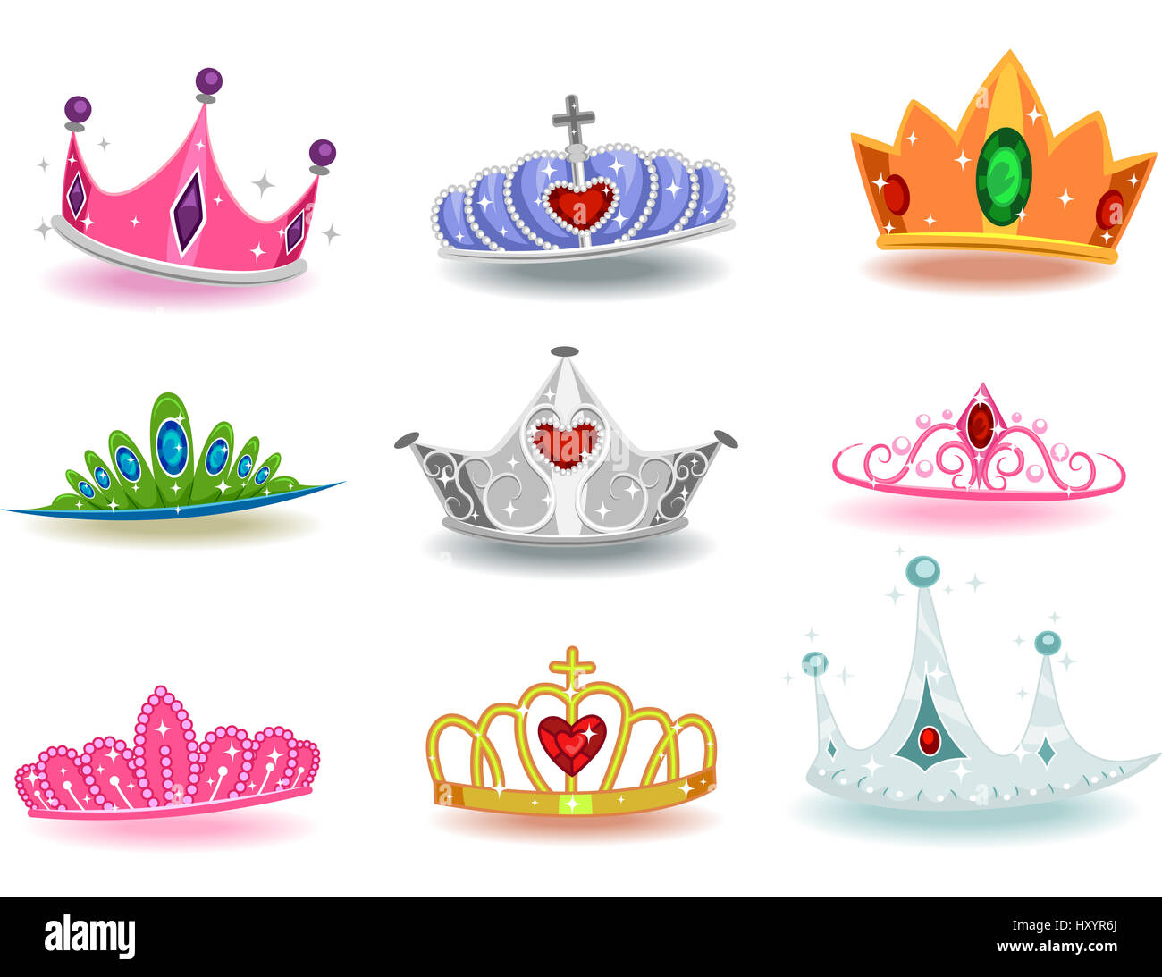 Illustration Featuring a Collection of Crowns with Different Designs ...