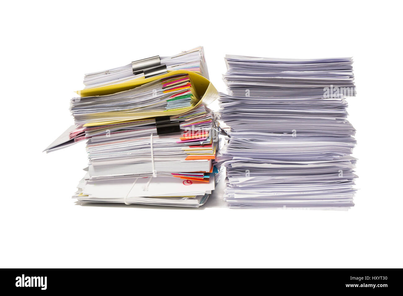 Stack of business papers isolated on white background Stock Photo - Alamy