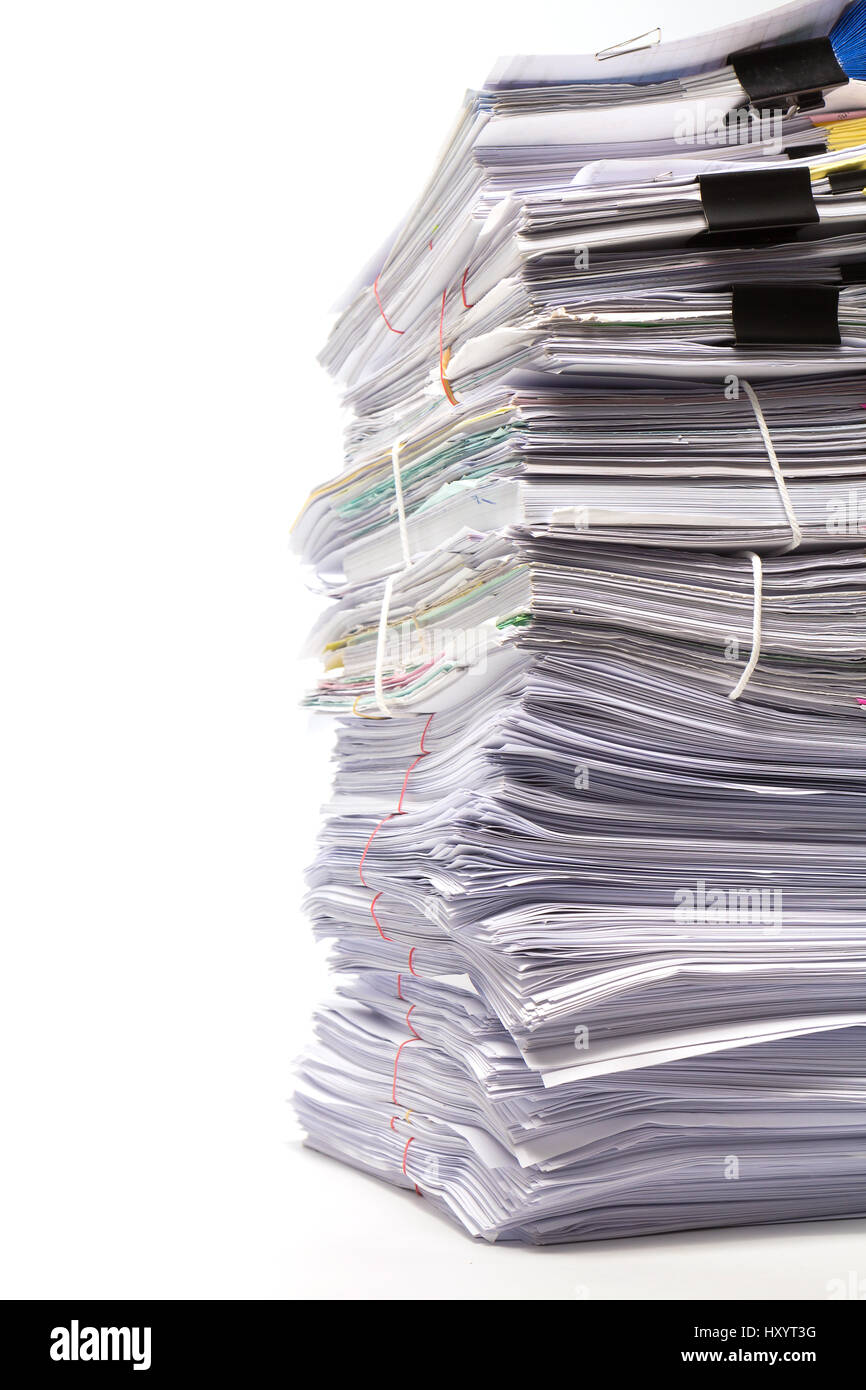 Stack of business papers isolated on white background Stock Photo - Alamy