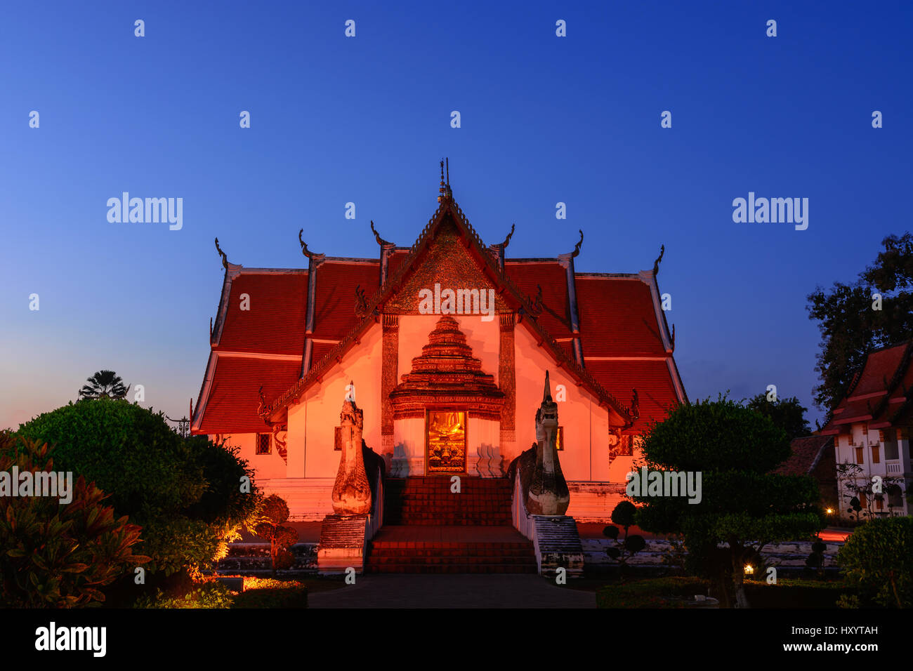 Wat Phumin temple landmark of Nan, Thailand in twilight time Stock ...