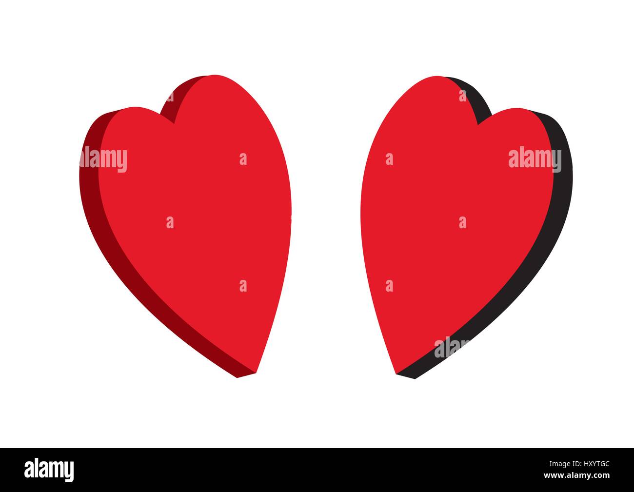 two red heart 3D on a white background Stock Vector Image & Art - Alamy