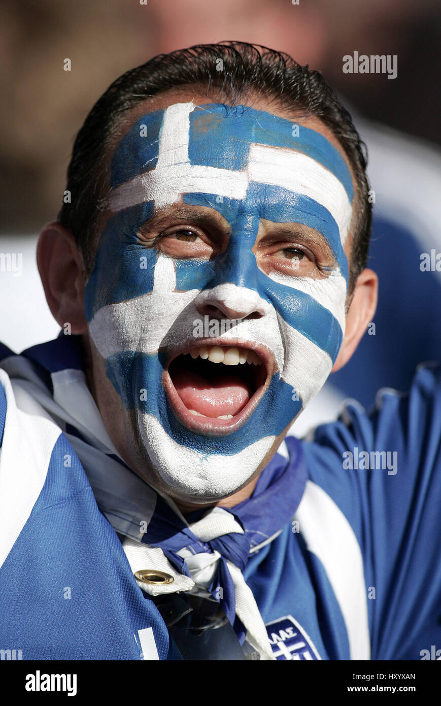 GREEK FAN PORTUGAL V GREECE EURO 2004 STADIUM OF LIGHT LISBON PORTUGAL ...