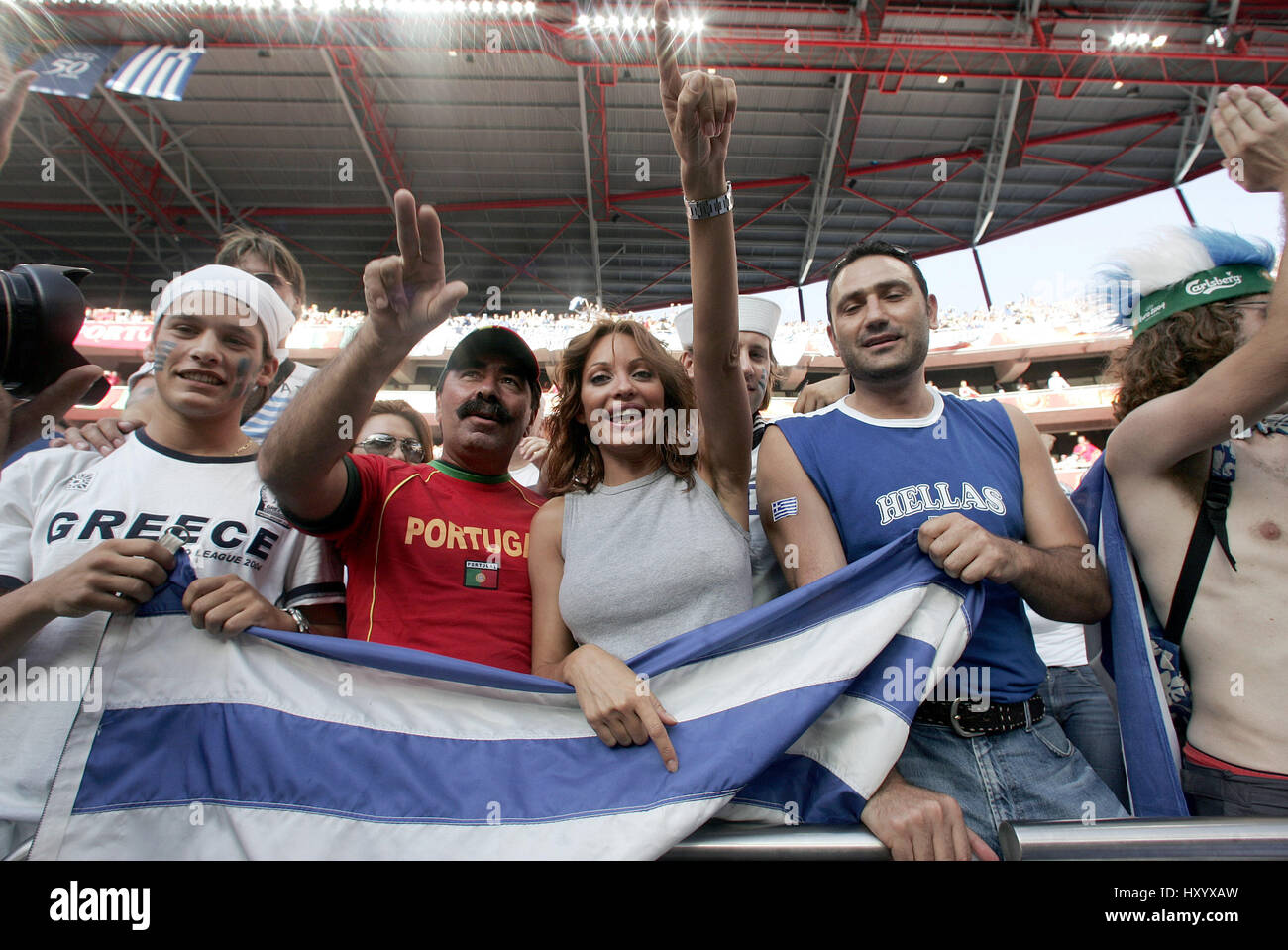 GREEK FANS AT LUZ STADIUM PORTUGAL V GREECE EURO 2004 STADIUM OF LIGHT ...