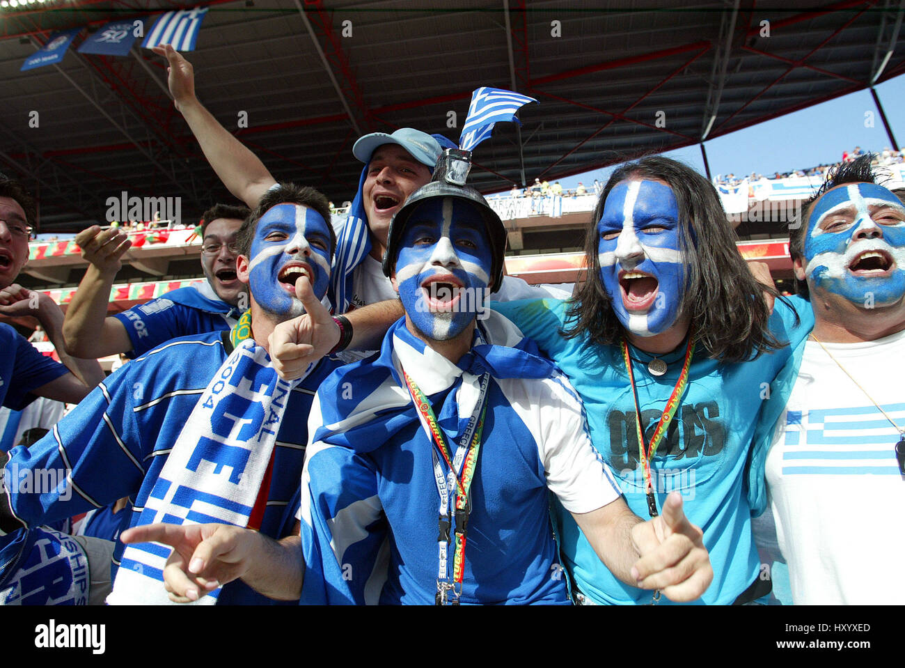 GREEK FANS CELEBRATE PORTUGAL V GREECE EURO 2004 STADIUM OF LIGHT ...