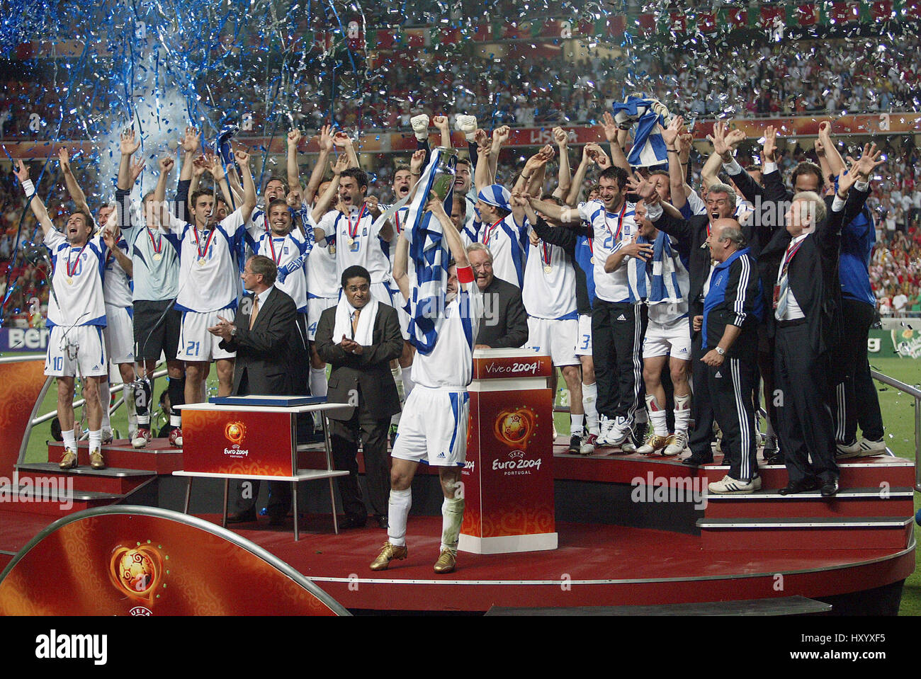 ZAGORAKIS WITH TROPHY PORTUGAL V GREECE EURO 2004 STADIUM OF LIGHT ...