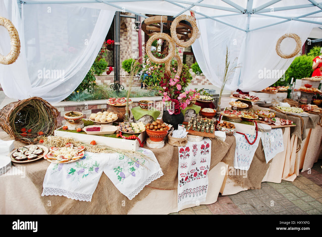 Traditional ukrainian food at wedding reception outdoor Stock Photo - Alamy