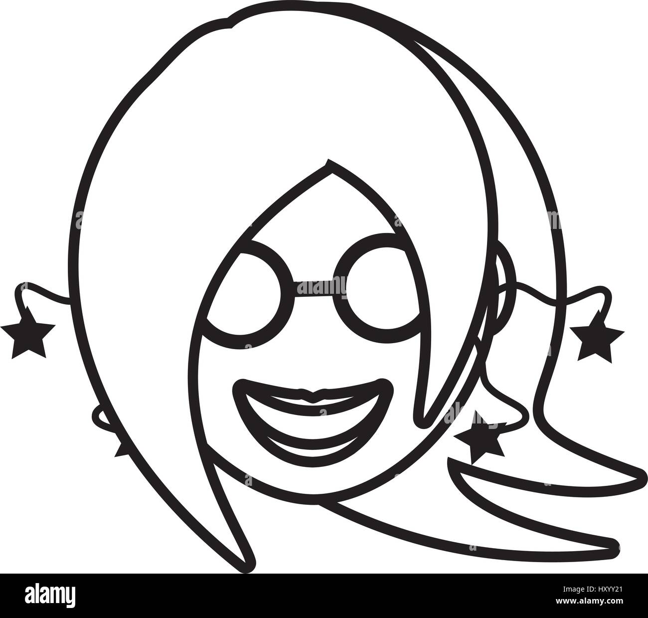 face girl funny glasses outline Stock Vector Image & Art - Alamy