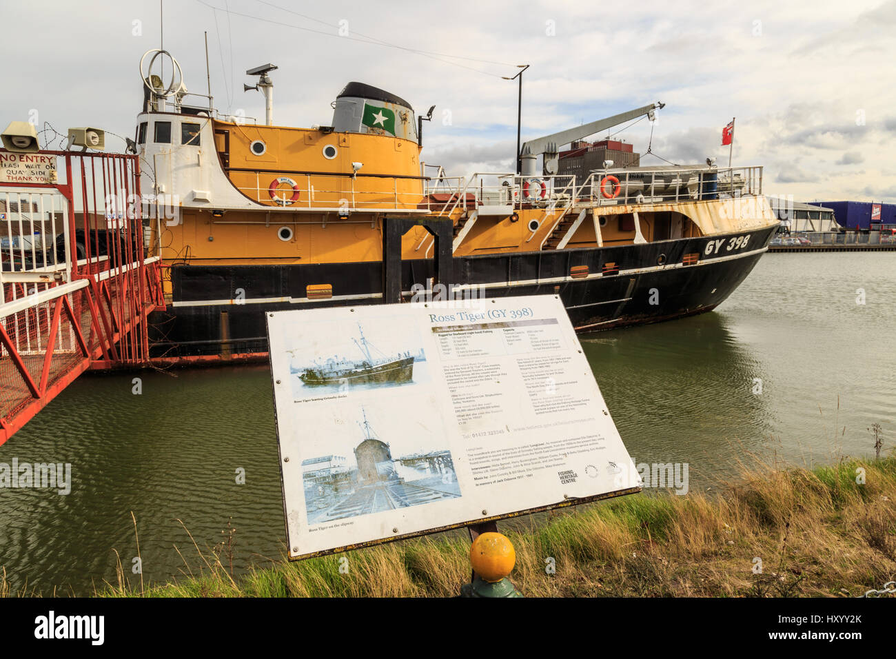 GRIMSBY, ENGLAND - MARCH 14: Information board about the 'Ross Tiger ...