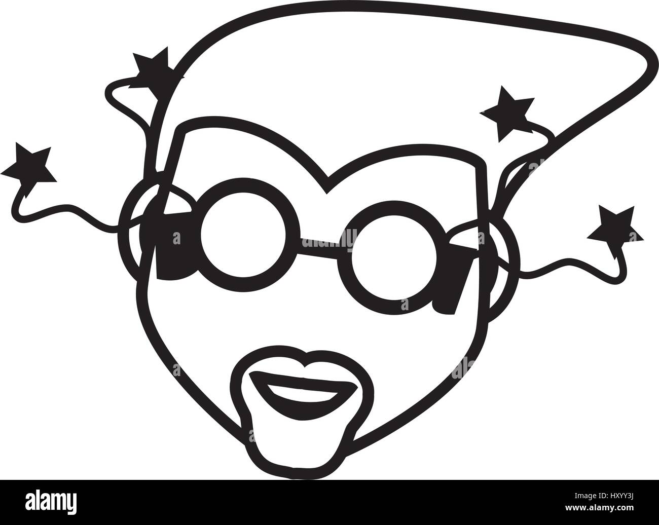 Face guy happy outline hi-res stock photography and images - Alamy