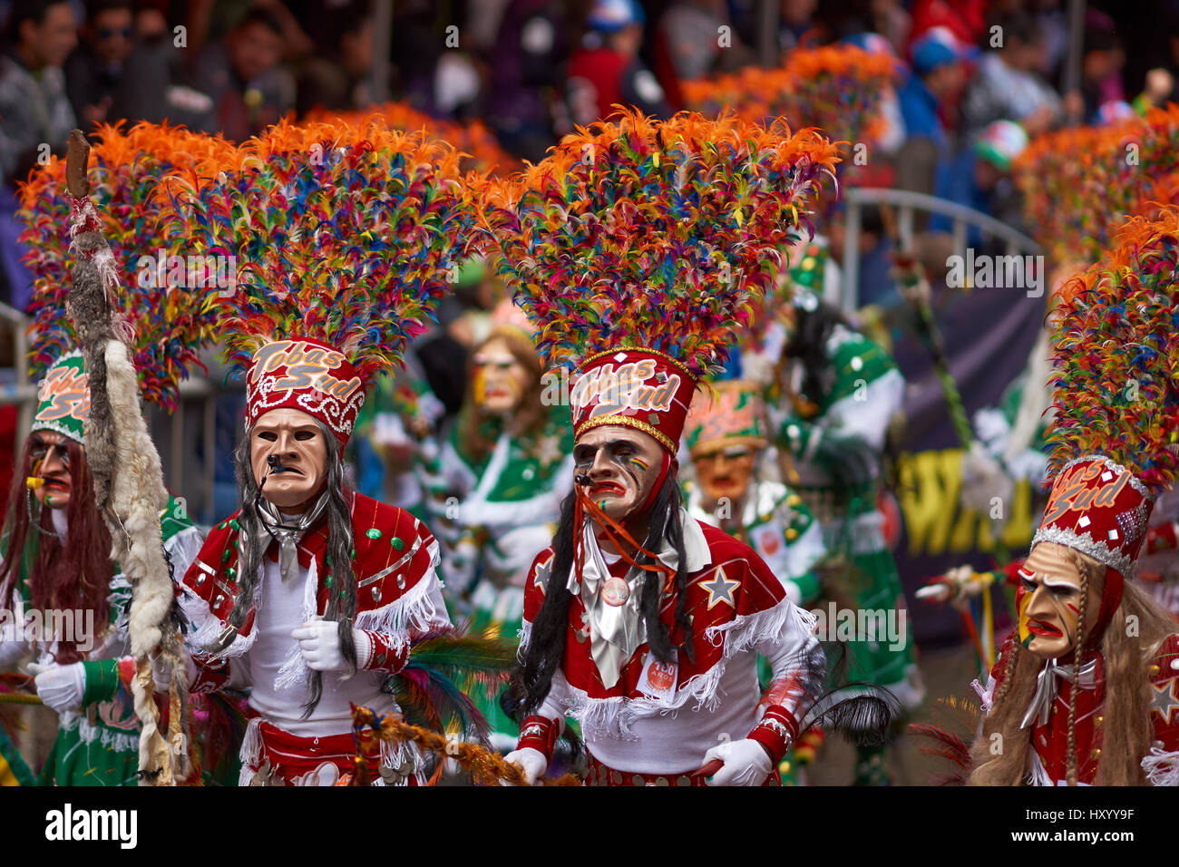 Tobas dancers in colourful costumes performing at the annual Oruro ...