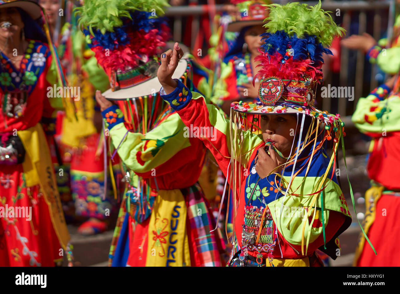Tinkus dancers in colourful costumes performing at the annual Oruro ...