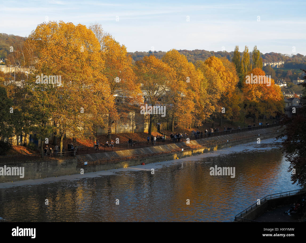 Autumn color in Bath along the River Avon Stock Photo - Alamy