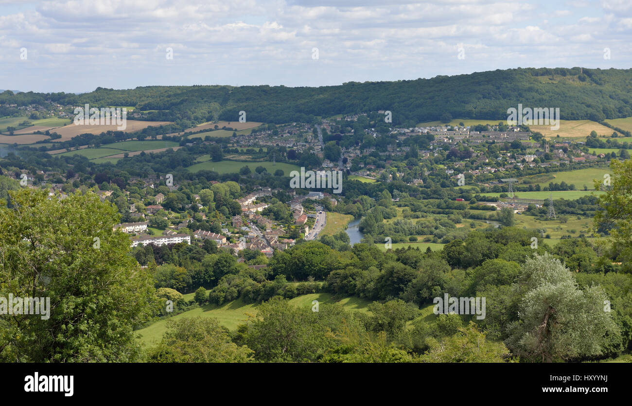 Batheaston and Bathford from Solsbury Hill Stock Photo - Alamy