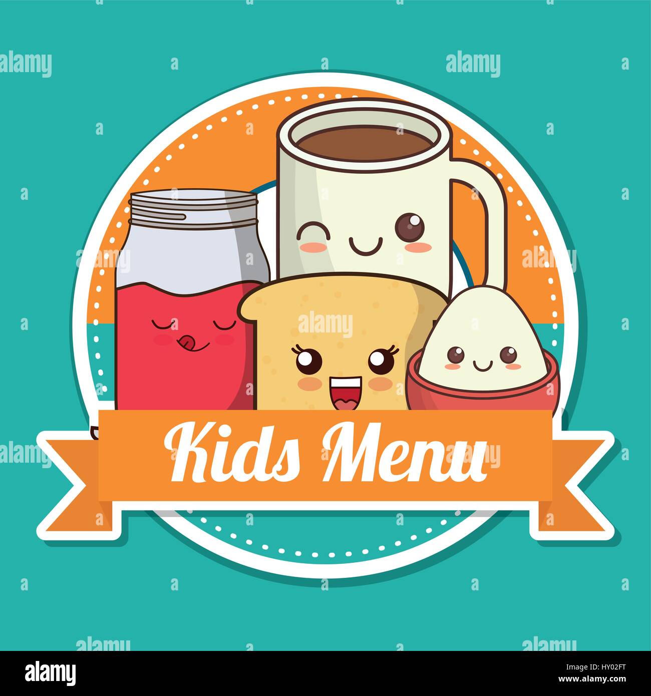 kids menu breakfast nutrition kawaii design Stock Vector Image & Art ...