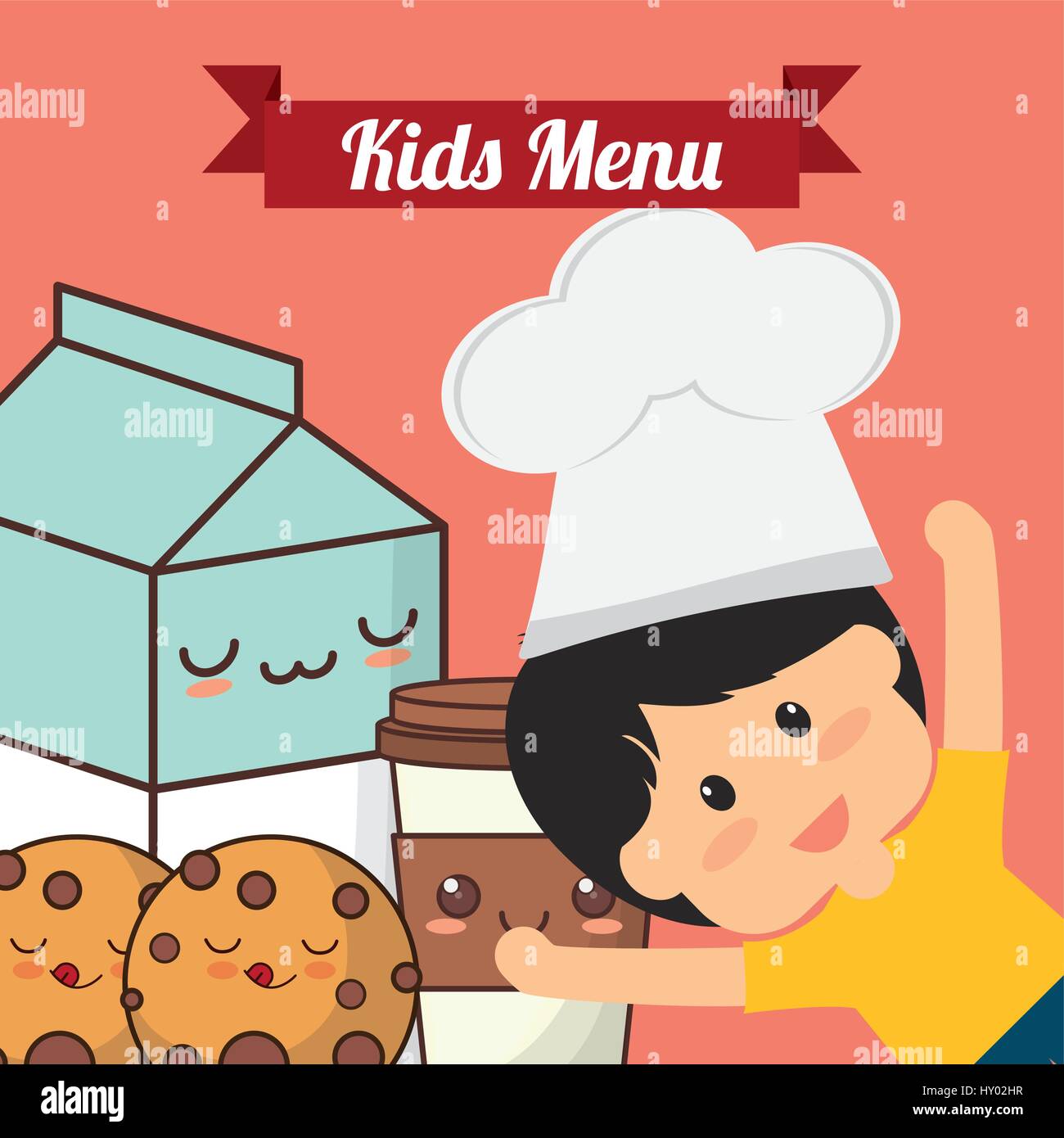 kids menu chef child milk cookie Stock Vector Image & Art - Alamy