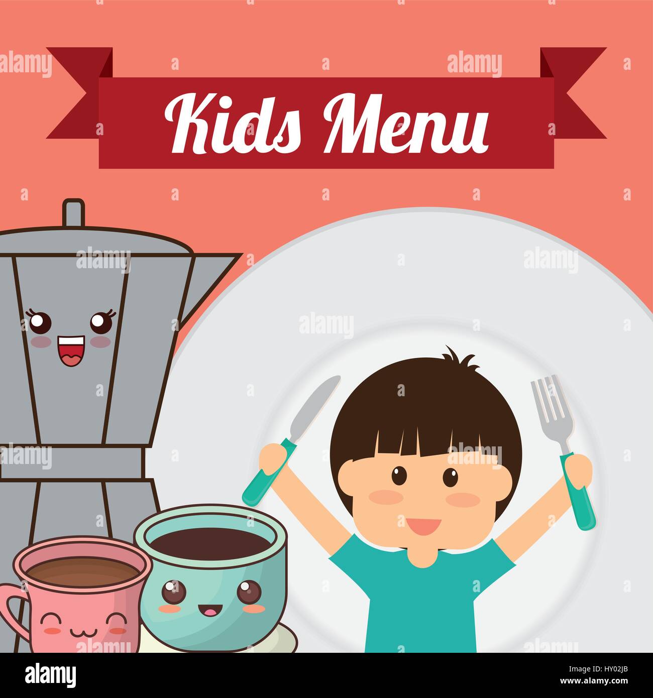 kids menu boy fork knife coffee chocolate Stock Vector Image & Art - Alamy