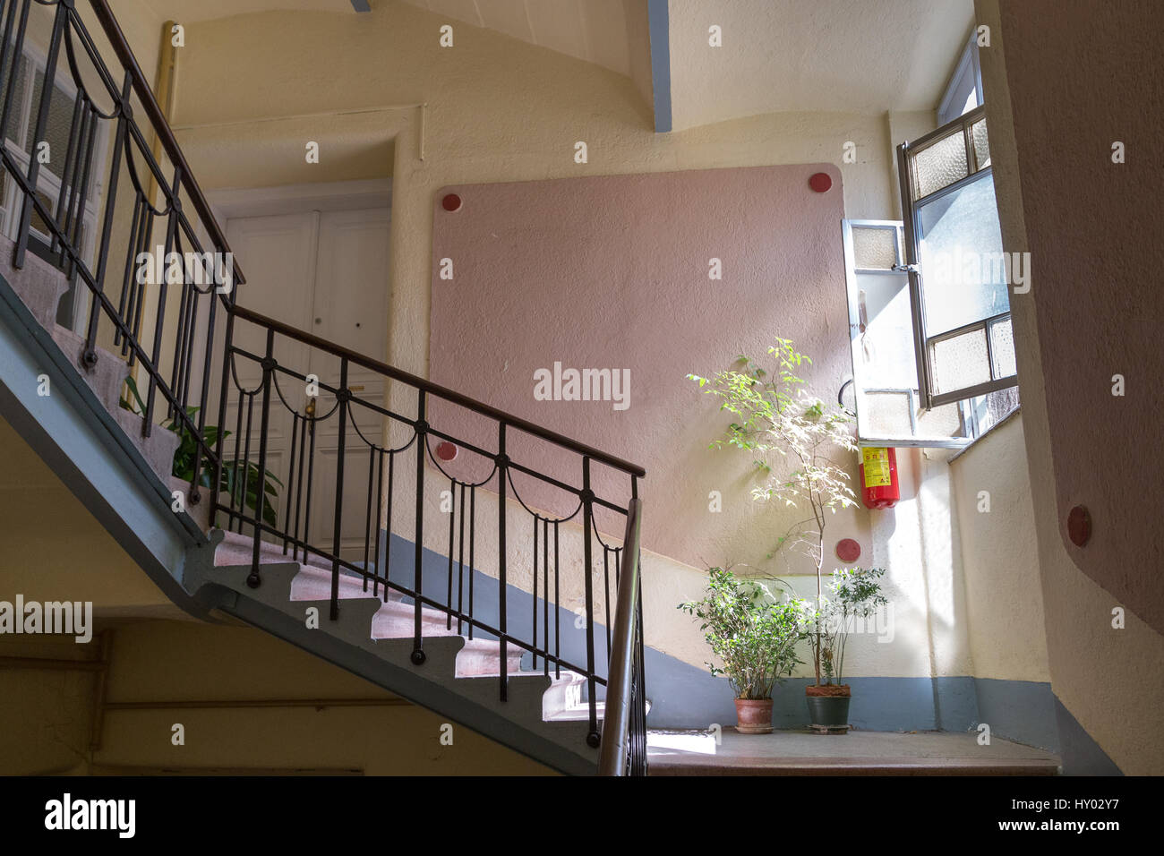 pretty european staircase and stairs to the entrance to the apartment ...