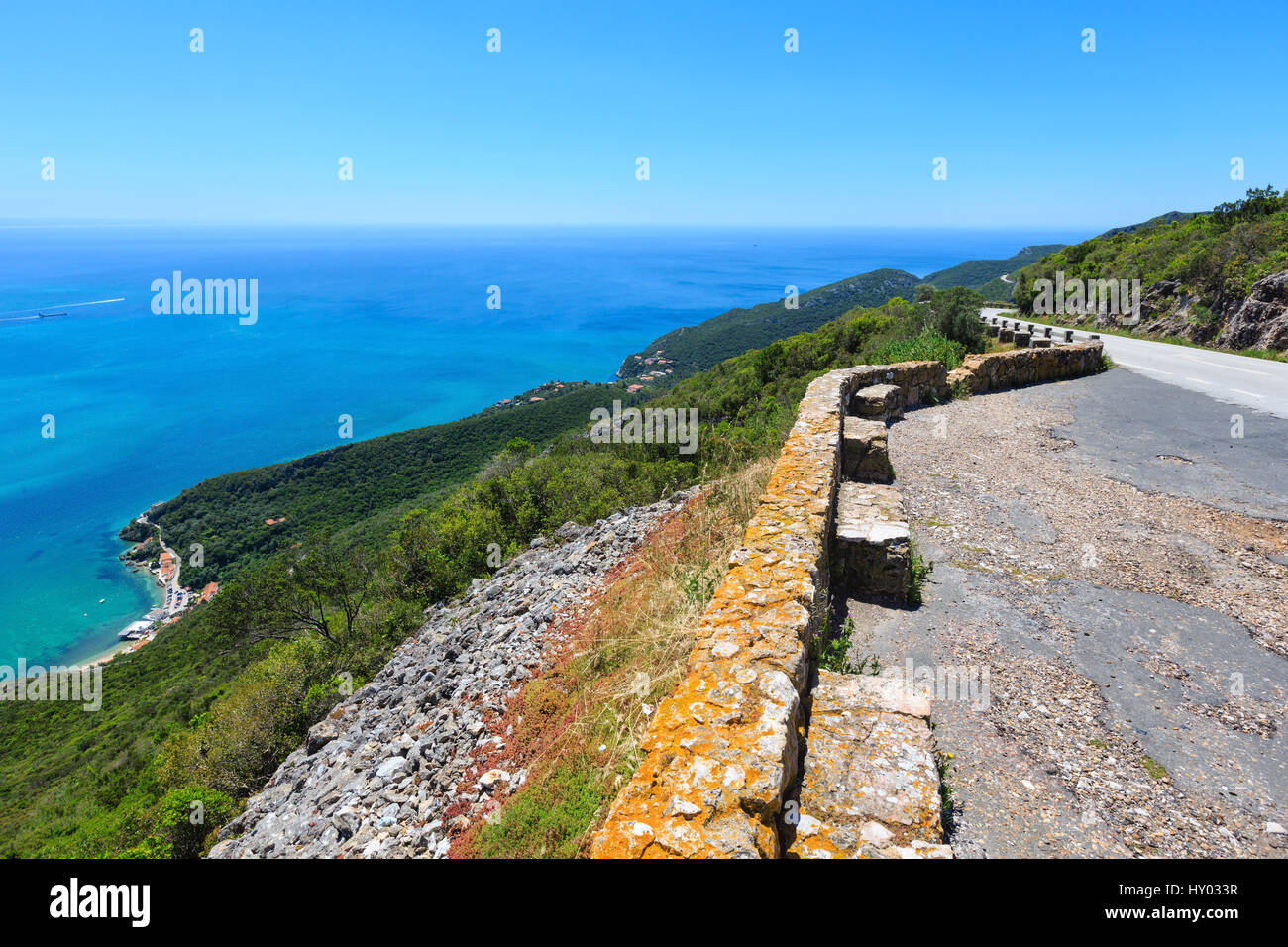Summer sea coast landscape. View from Nature Park of Arrabida in ...