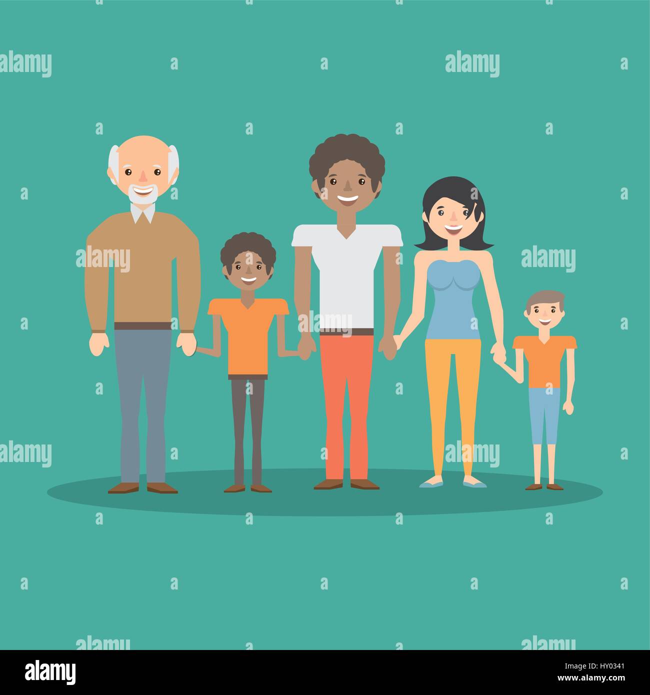 family parents boys and grandpa bonding Stock Vector Image & Art - Alamy