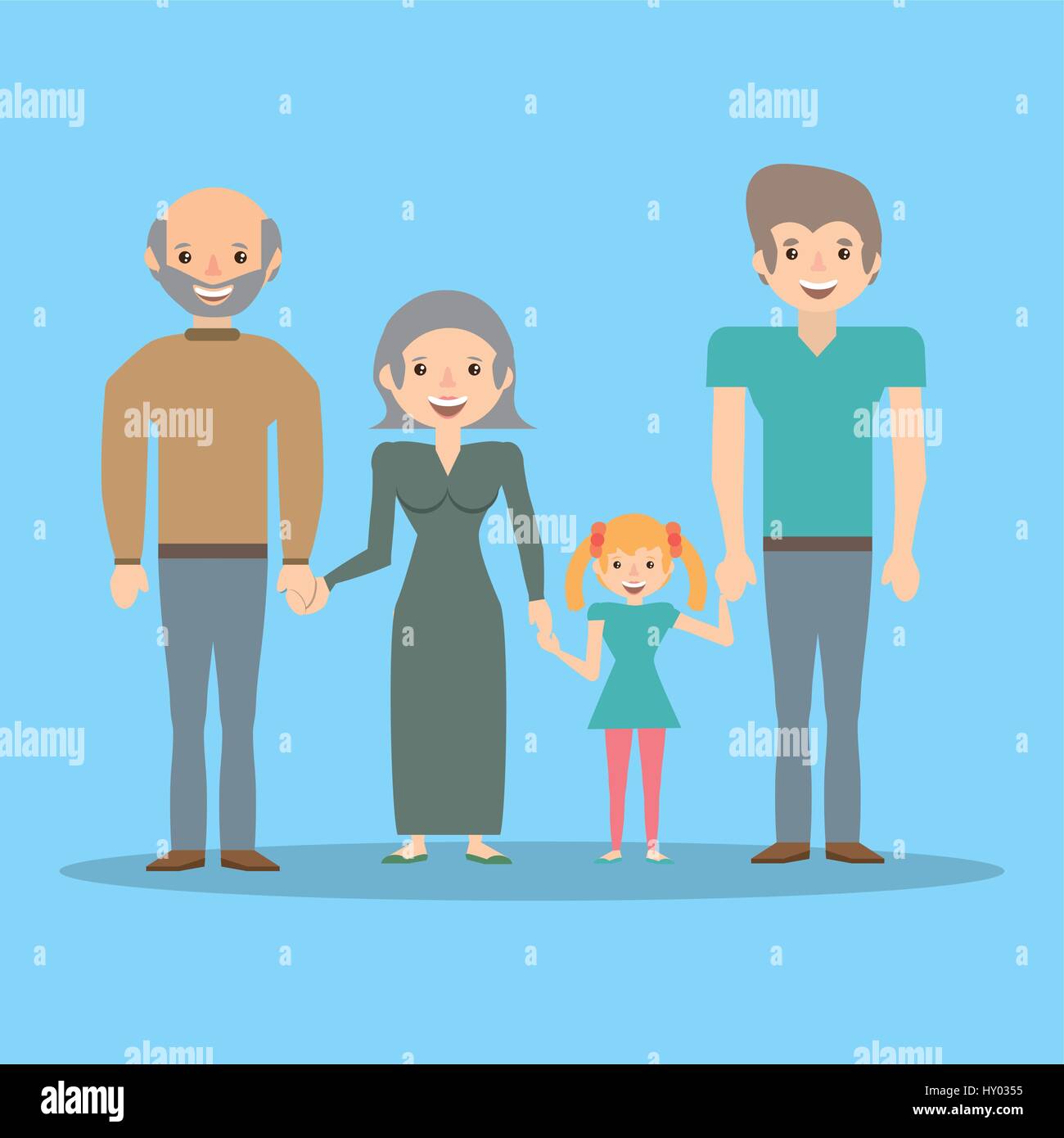 Portrait grandparents happy kids Stock Vector Images - Alamy