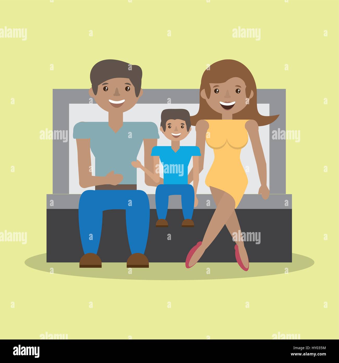 Portrait mother son daughter sitting Stock Vector Images - Alamy