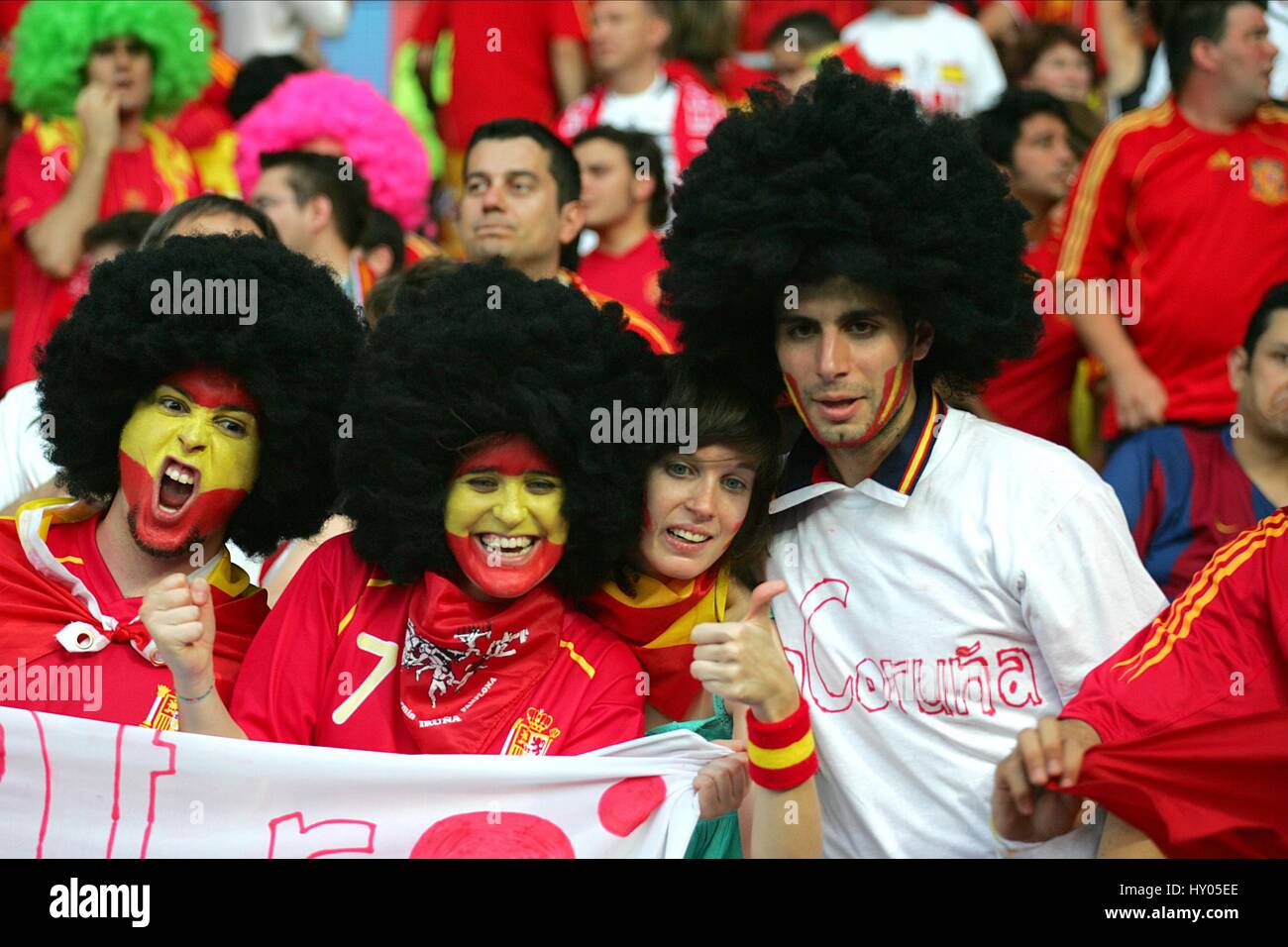 SPANISH FANS BEFORE GAME GERMANY V SPAIN ERNST-HAPPEL-STADION VIENNA ...