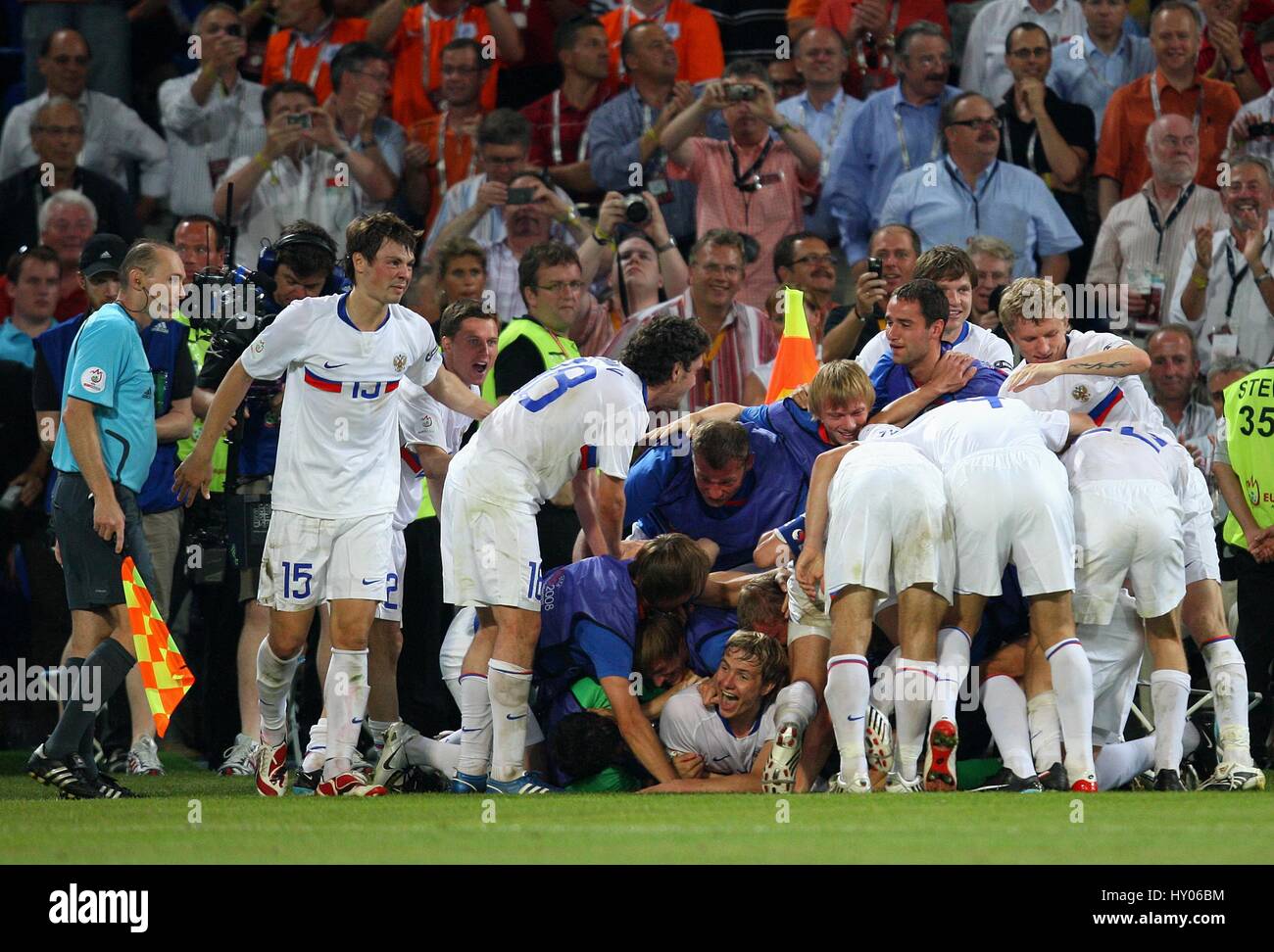 RUSSIAN PLAYERS CELEBRATE HOLLAND V RUSSIA ST JAKOB-PARK BASEL ...