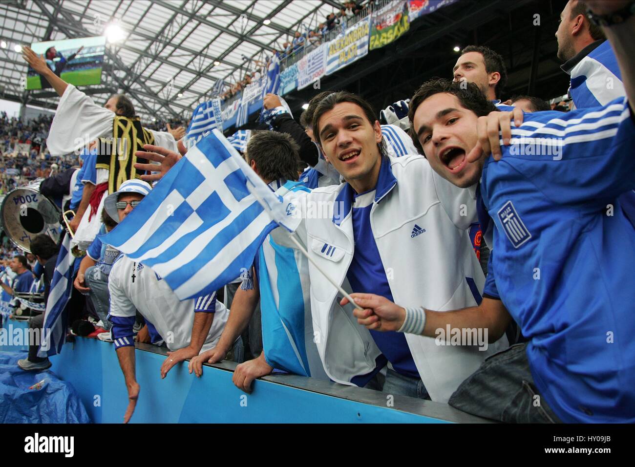 GREEK FANS BEFORE GAME GREECE V RUSSIA EM STADION SALZBURG AUSTRIA 14 ...