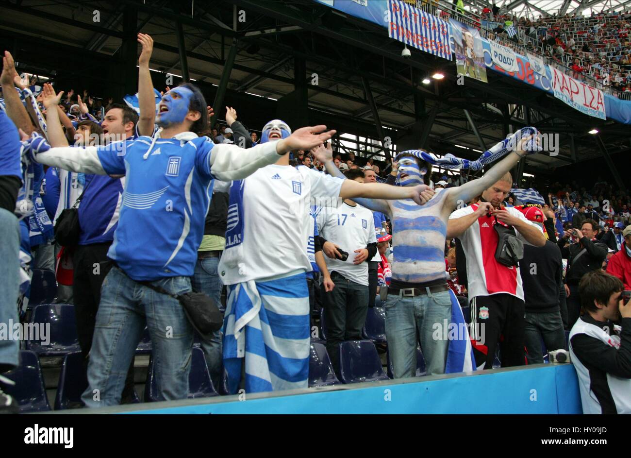 GREEK FANS BEFORE GAME GREECE V RUSSIA EM STADION SALZBURG AUSTRIA 14 ...