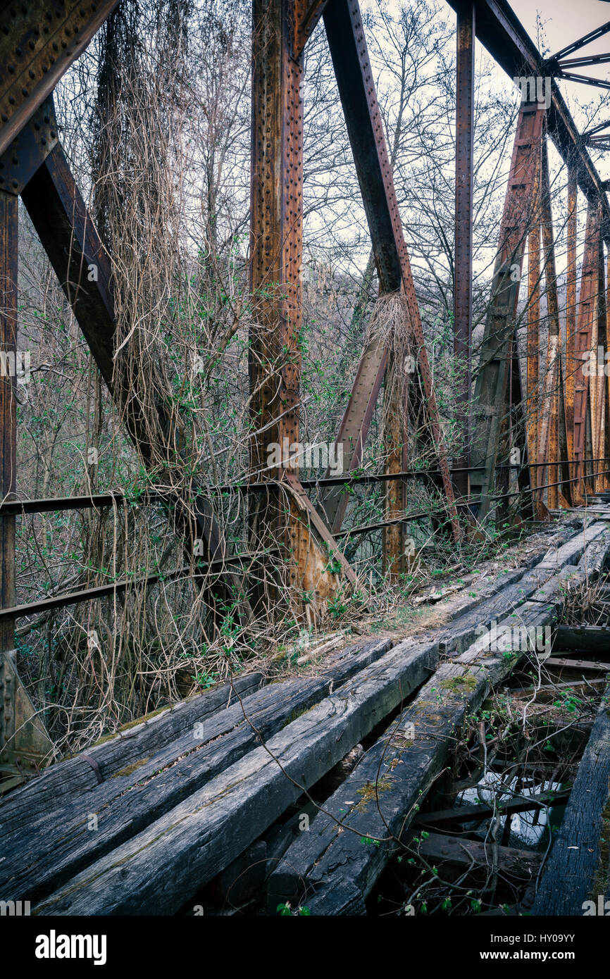 rusty old iron railway bridge Stock Photo - Alamy