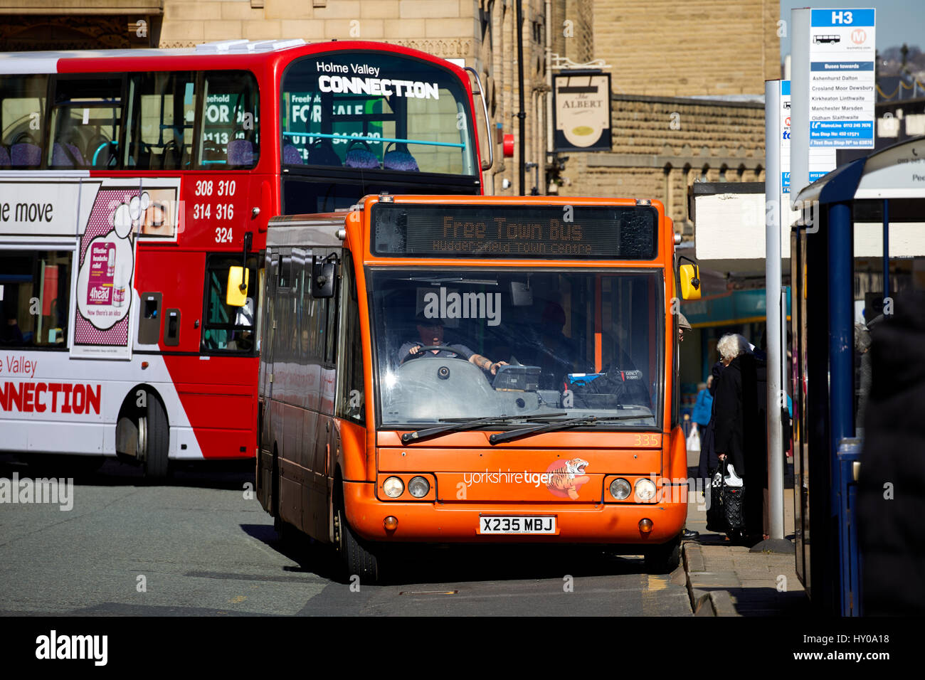 Yorkshire Tiger bus Huddersfield town centre a large market town ...