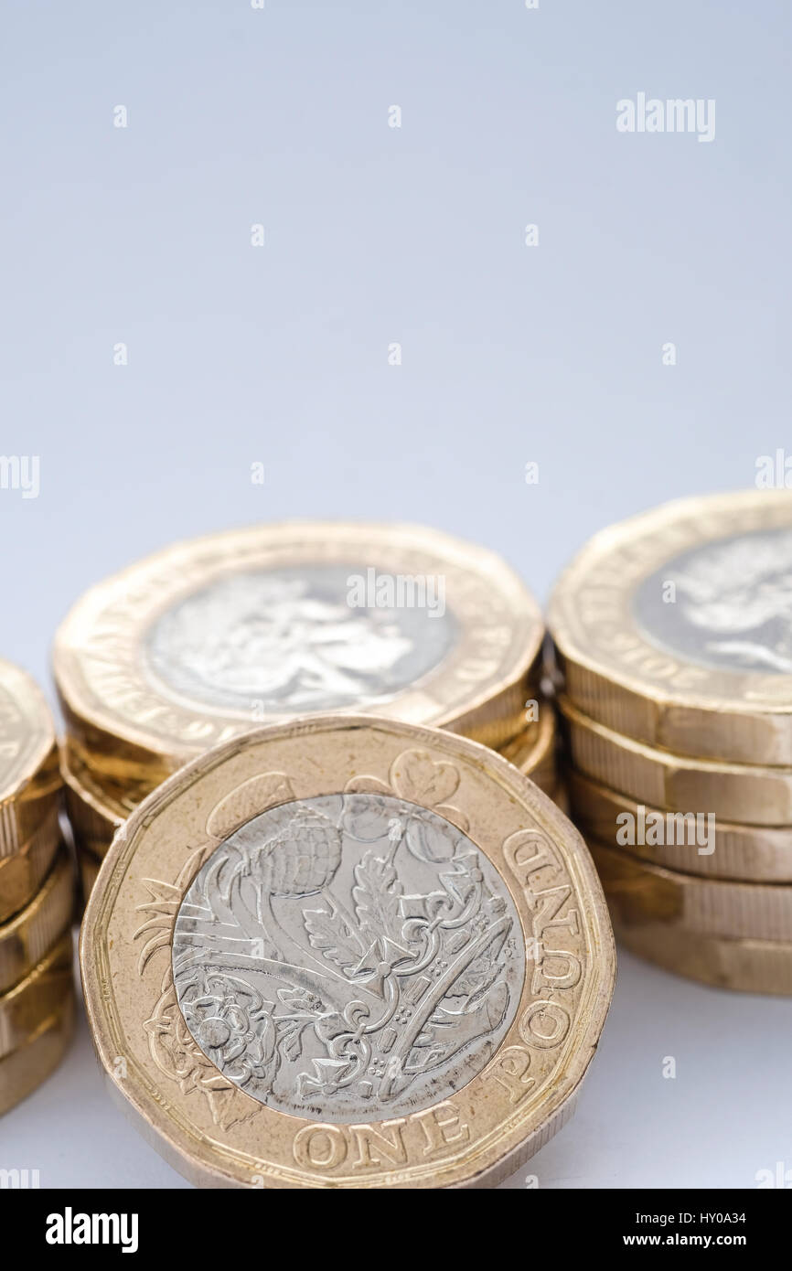 New Pound Coins on white background Stock Photo - Alamy