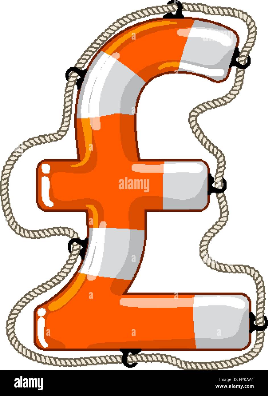 Vector lifebuoy in the shape of a Pound sterling sign is a symbol of ...