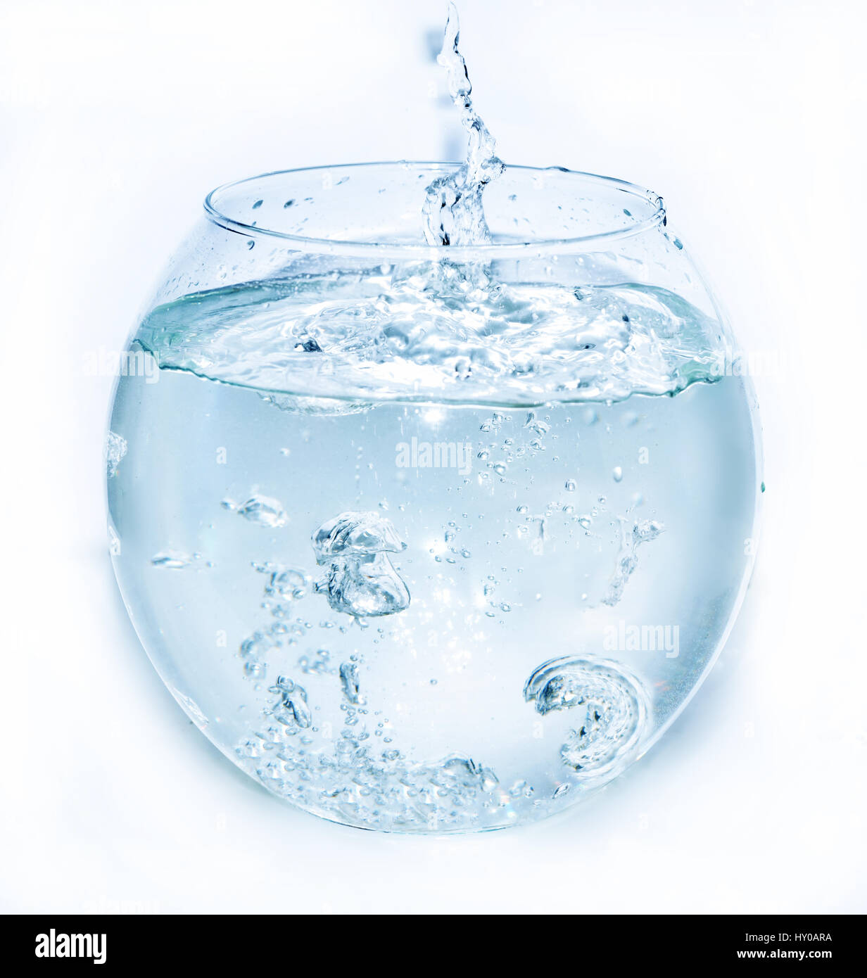 Abstract composition of water. Small aquarium isolated on white ...